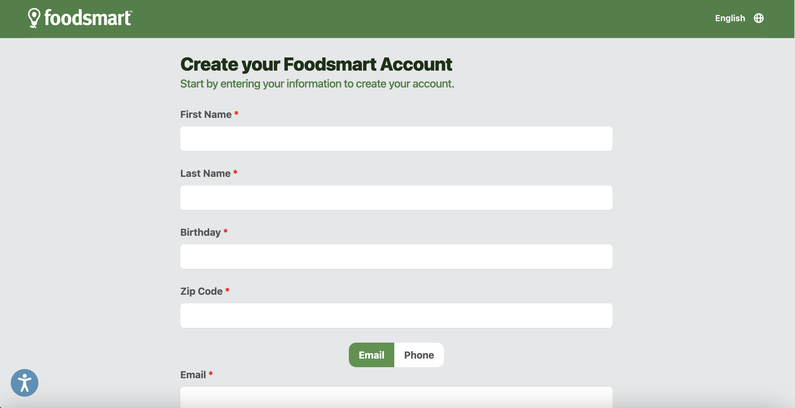 County Care Health | Website Registration – Foodsmart